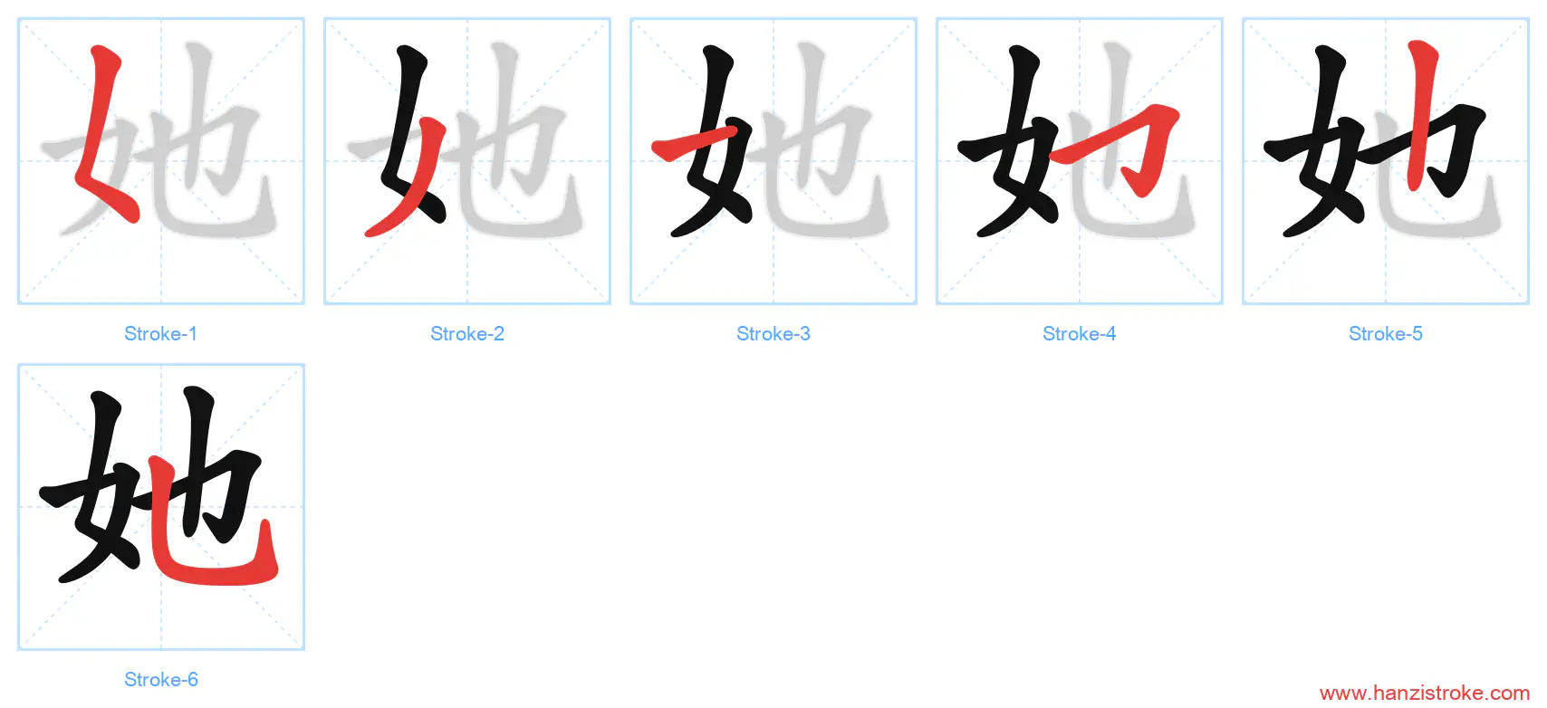 她 Stroke Order & Meaning | How to Write 她